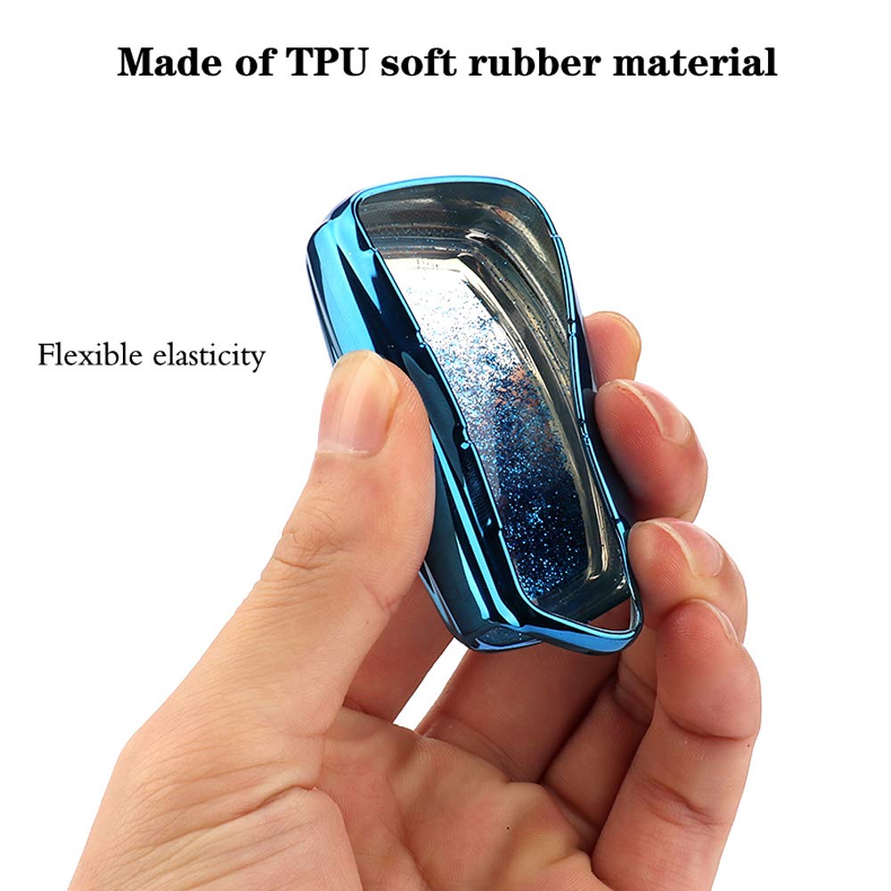 YIJINSHENG TPU Car Key Soft Plating Protection Shell Case Cover for Hyundai Tucson Elantra Sonata Santa IX30 IX35 3/4 Buttons Smart Key Keyless Remote FOB Shell Key Chains (Silver)