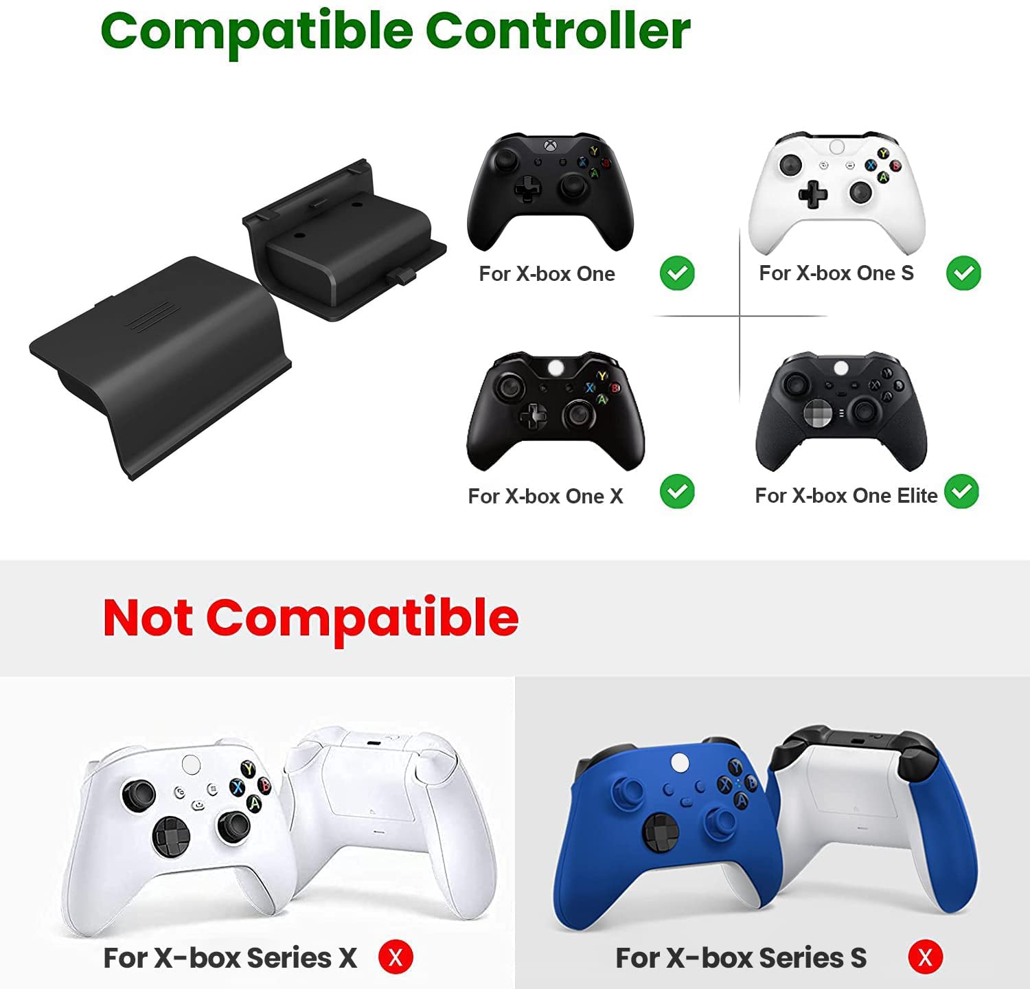 Xbox Rechargeable Battery Pack,Battery for Xbox one Controller, Cover 2PCS x 800 mAh Xbox One Rechargeable Battery, High Speed Charging Station for Xbox One/Xbox One X/Xbox One S Wireless Controllers