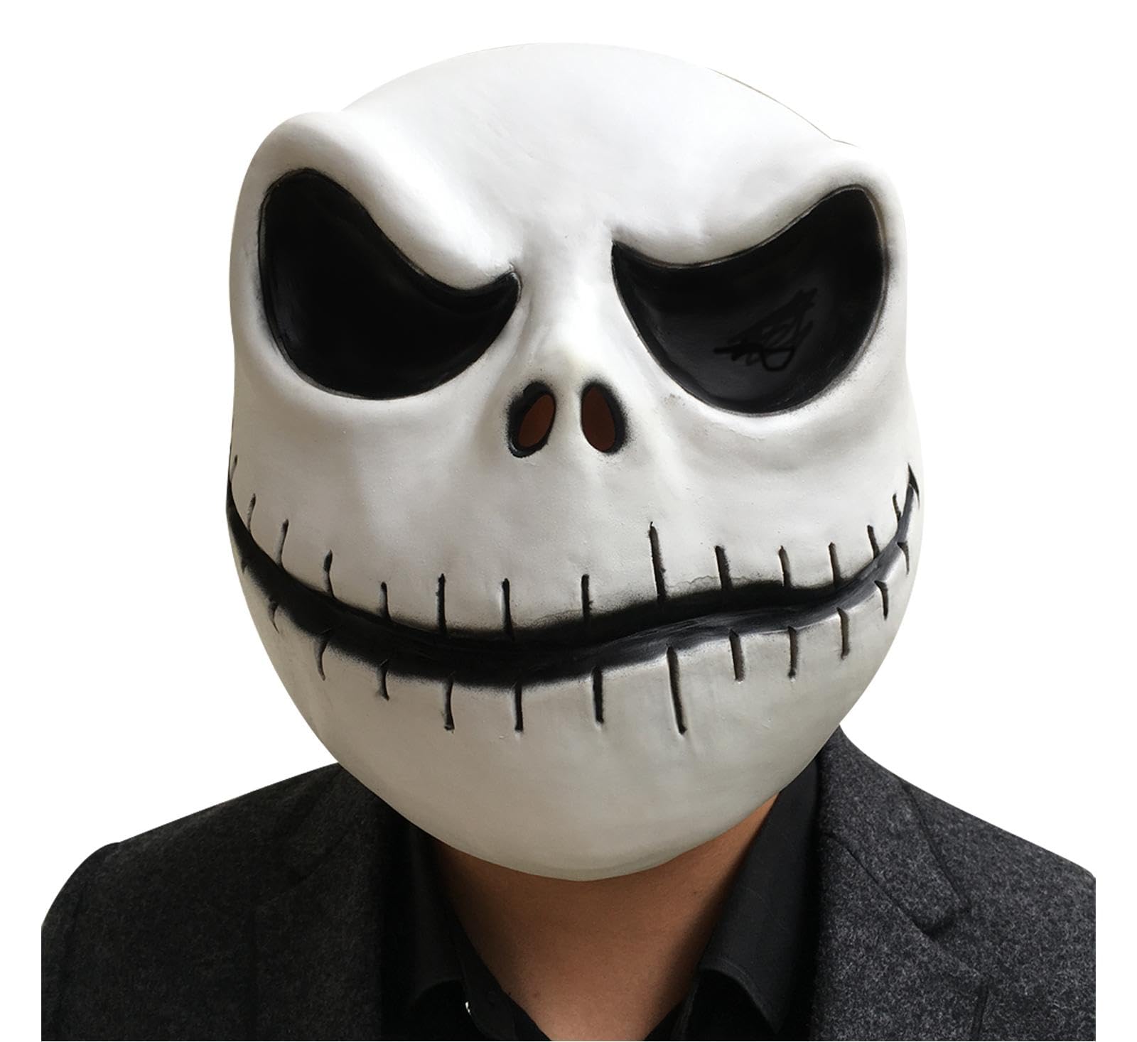 xiuyou Jack Skellington Mask Halloween Funny Jack Mask Costume White Horror Skull Mask Halloween Christmas Cosplay Props (Jack B)