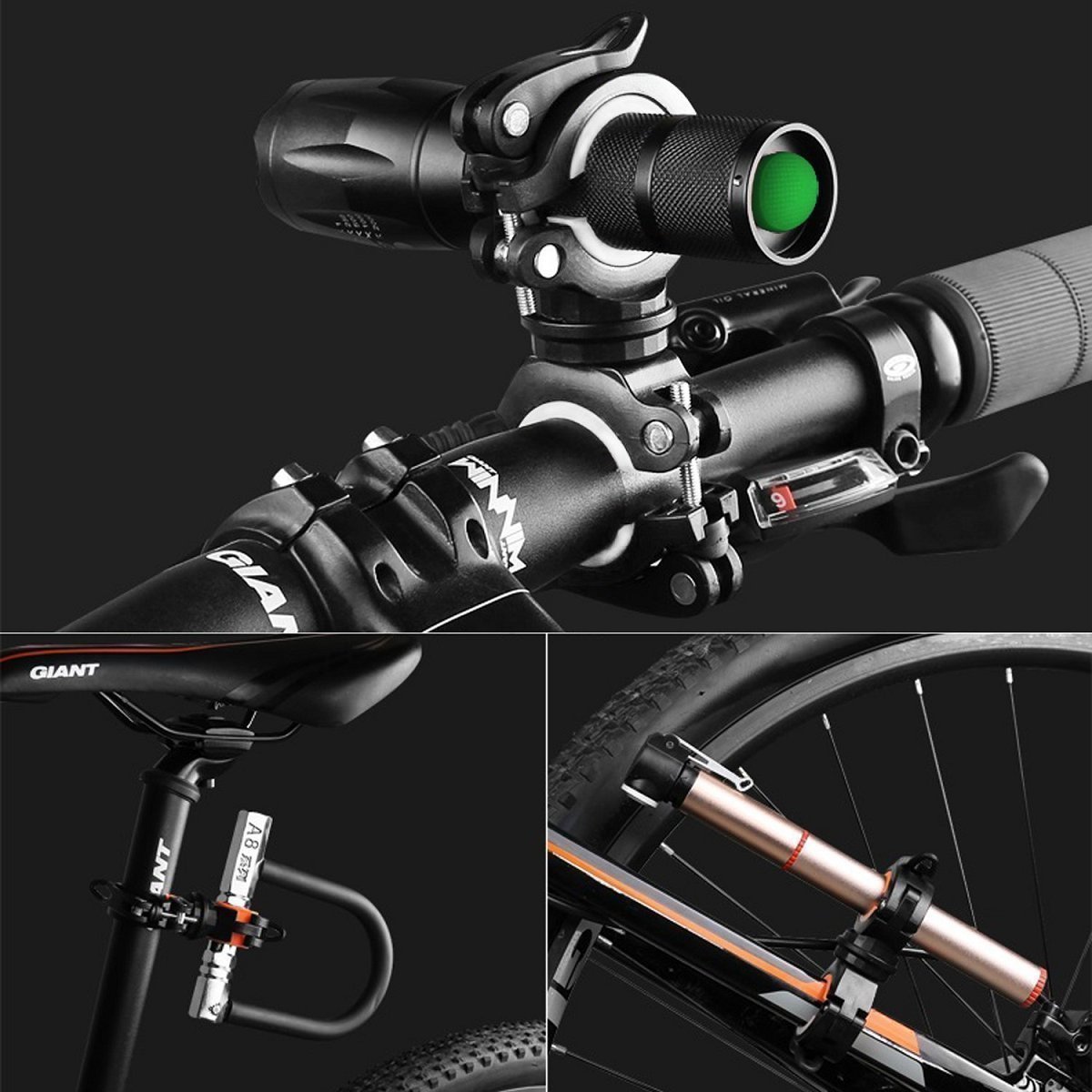 Vonpri [3 Pack Flashlight Holder, Mount Bicycle Mounting Bracket Flashlight Holder Torch Clip 360º Rotation (White)