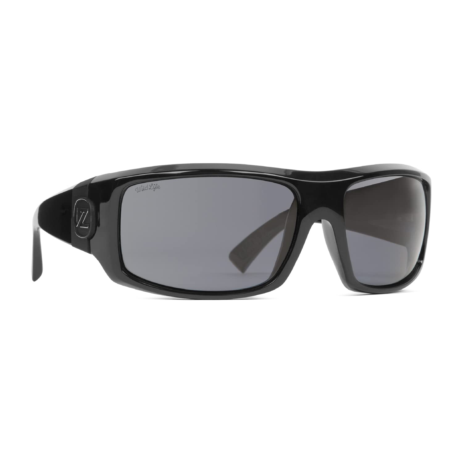 VonZipper Clutch Non-Polarized Sunglasses for Men and Women Black Gloss with Rectangle Clutch Grey Impact-resistant polycarbonate lens Sun Glasses with UV and HEV protection 66mm