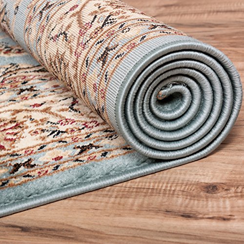 Well Woven Barclay Sarouk Light Blue Traditional Area Rug 6'7" x 9'6"
