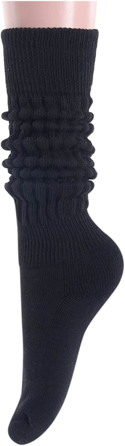 Zmart Black Slouch Socks for Women, Tall Black Stack Scrunch Socks