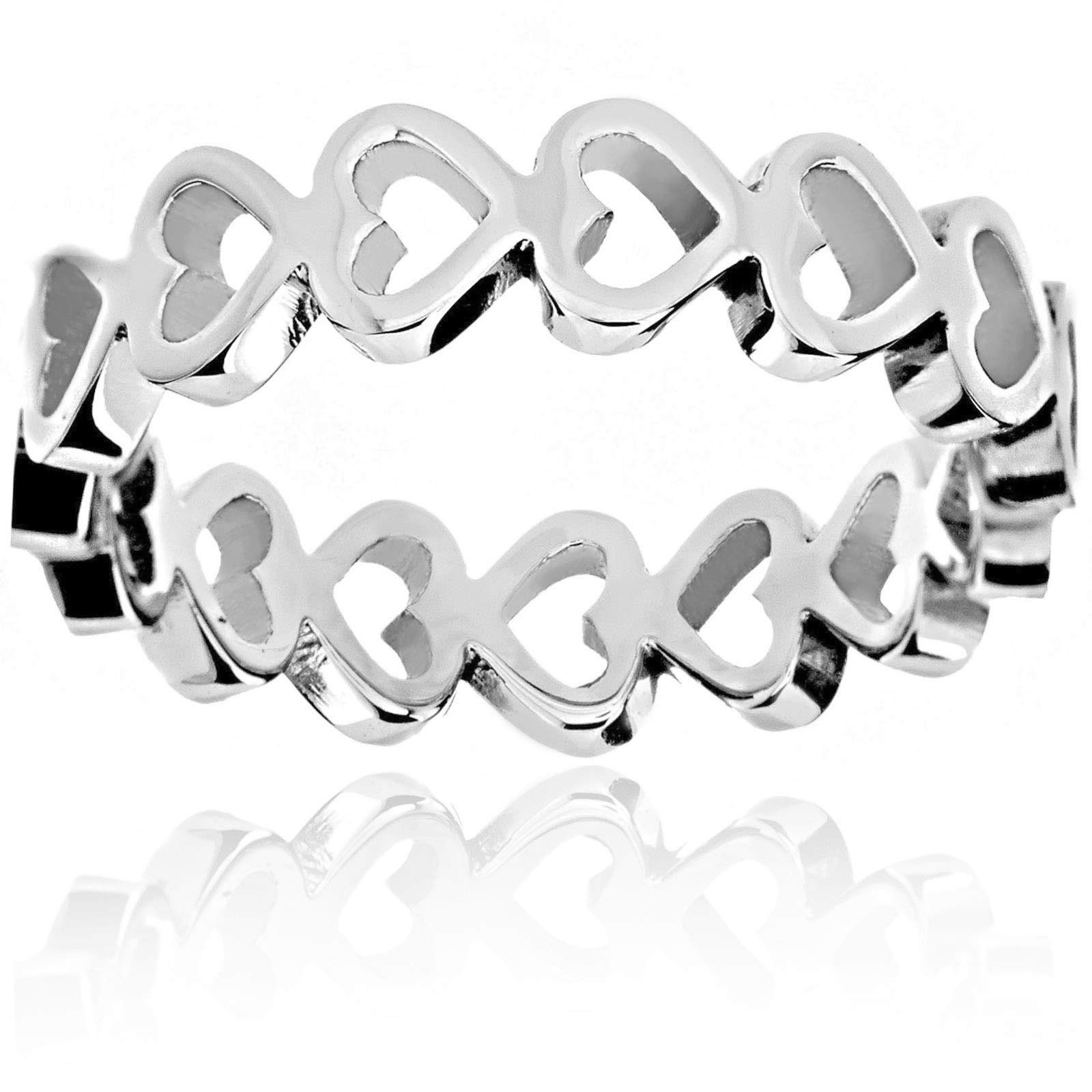 West Coast Jewelry | ELYA Women's Stainless Steel Open Heart Eternity Ring (5 mm) - Size 9
