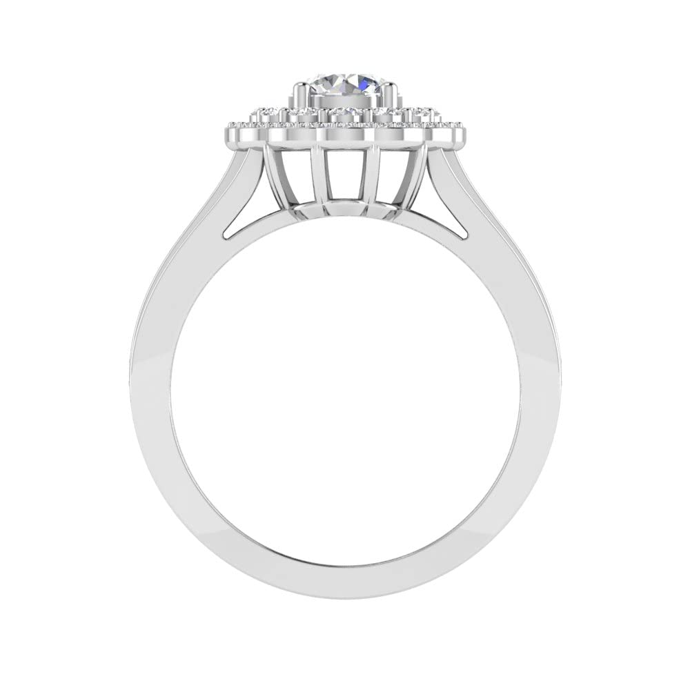 TwoBirch 18k White Gold Microplated Floral Design Duo Bridal Ring Set Engagement Ring and Wedding Band with Cubic Zirconia (SET (2 RINGS), Size 8)