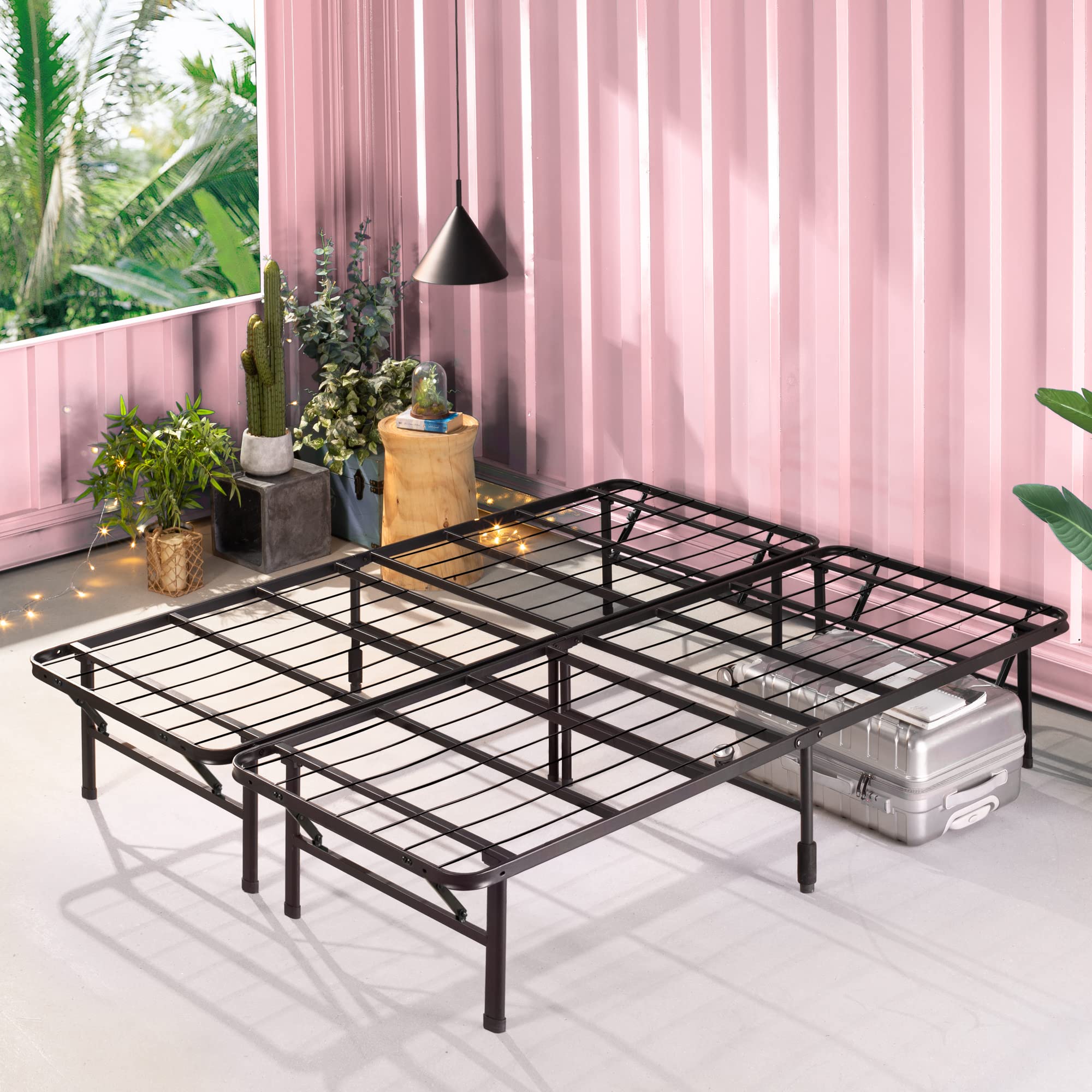 Zinus SmartBase Tool-Free Assembly Mattress Foundation / 14 Inch Metal Platform Bed Frame & 14 Inch SmartBase Headboard or Footboard Brackets, Set of 2