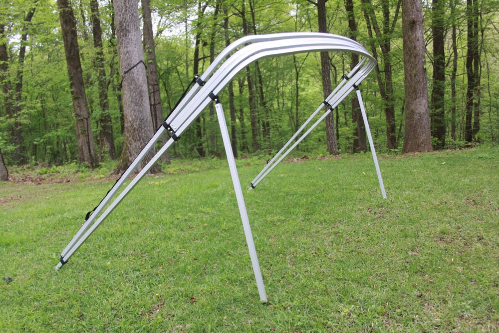 Vortex Direct Tan/Square Fabric Square Tube Fram 4 Bow Bimini Top, 8' Long, 97"-103" Wide, 54" Tall
