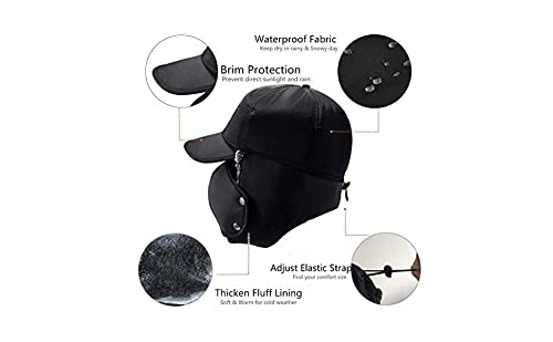 Winter Trapper Hat for Men Ushanka Russian Ski Hunting Cap Baseball Hat with Earflaps Windproof Mask Balaclava Women Warm Fur Snow Hat