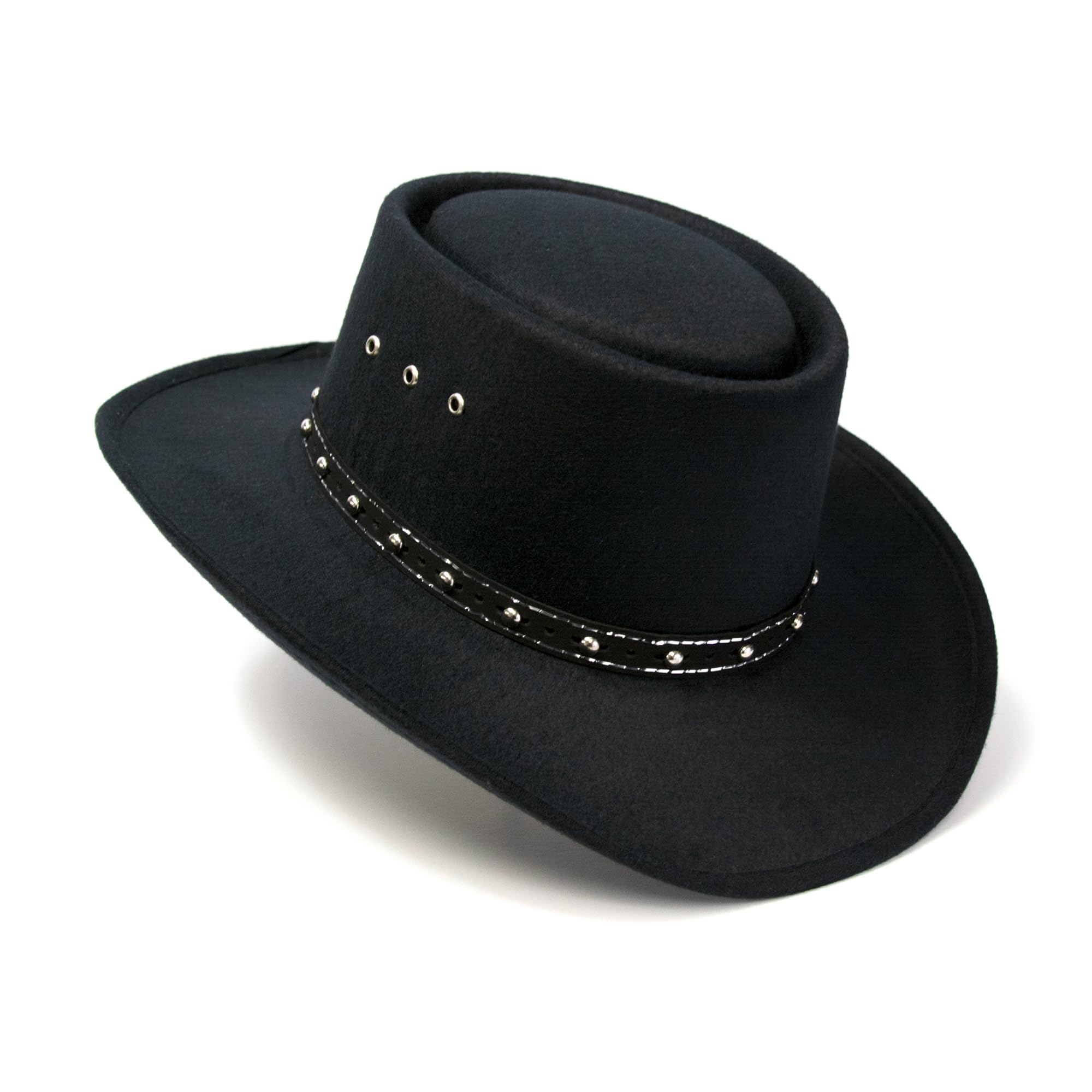 Western Express Adult's Faux Felt Gambler Cowboy Hat - Classic Black Western Style