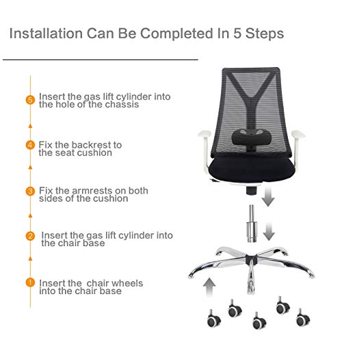 YOUNIKE Office Chair Mesh, Computer Task Desk Chair with Armrests Swivel Casters for Home Office Conference(White)