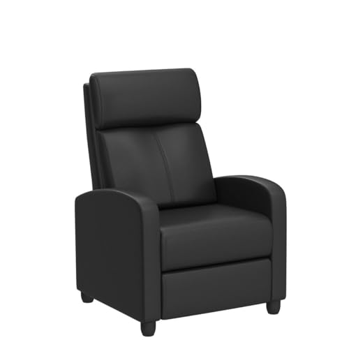 Yaheetech 2-Seat Reclining Chair Leather Recliner Sofa Modern Chaise Couch Lounger Sofa for Living Room Home Theater Black