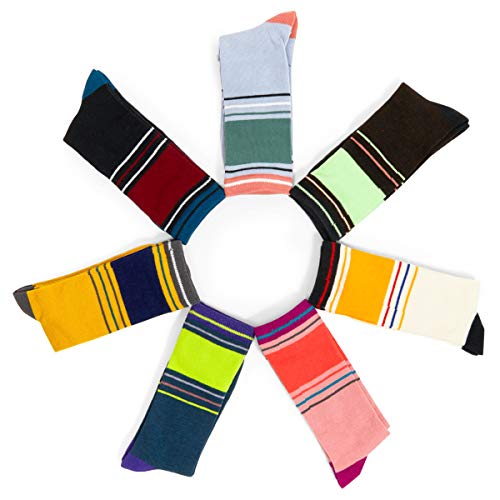 Zodaca Retro Striped Crew Ankle Socks for Women (7 Pairs)