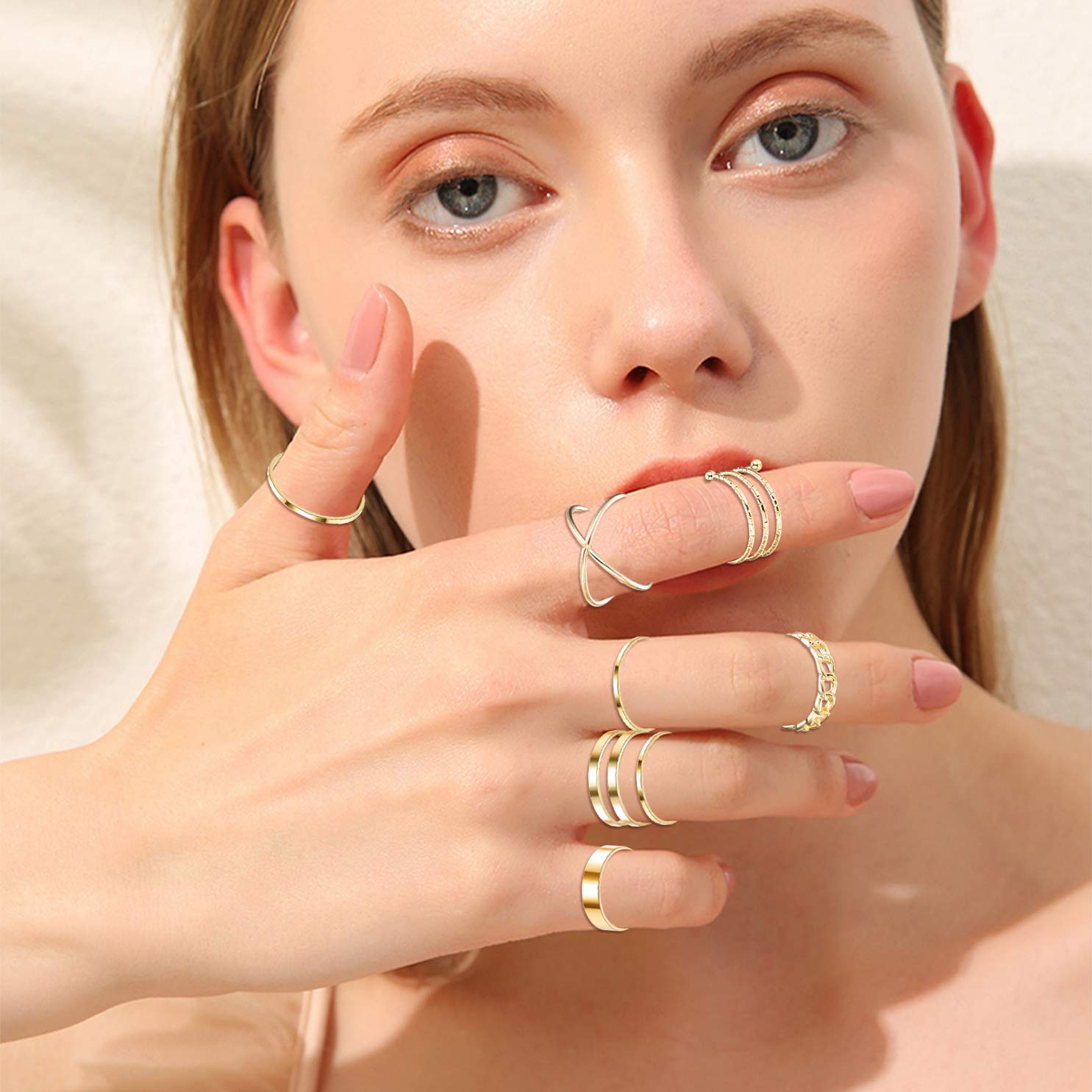 YADOCA 25 Pcs Simple Knuckle Midi Ring Set for Women Vintage Gold Finger Stackable Rings Set Carved Joint Nail Rings