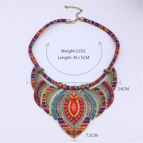YAZILIND Ethnic Style Chunky Colorful Collar Festival Tribal Beaded Bib Choker Costume Necklace (Colorful)