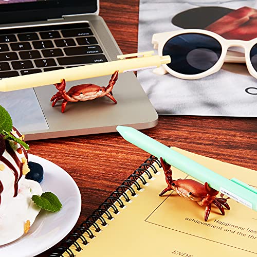 Zonon 2 Pieces Japanese Creative Cute Crab Pen Holder Weightlifting Crabs Pen Holder Stand Bracket Storage Pen Rack for Christmas Graduation Gift Office Home Store Accessories Holder (Red)