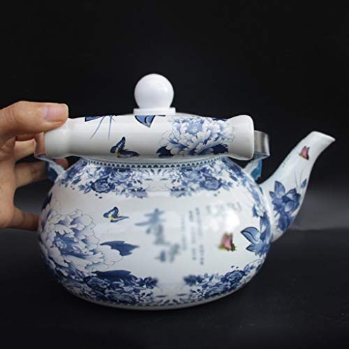 ZNZN Enamel Kettle Large Capacity Kettle Creative Open Flame Heating Chinese Style Teapot with Ergonomic Handle (2.5L /84.5OZ) Multifunctional Water Kettle
