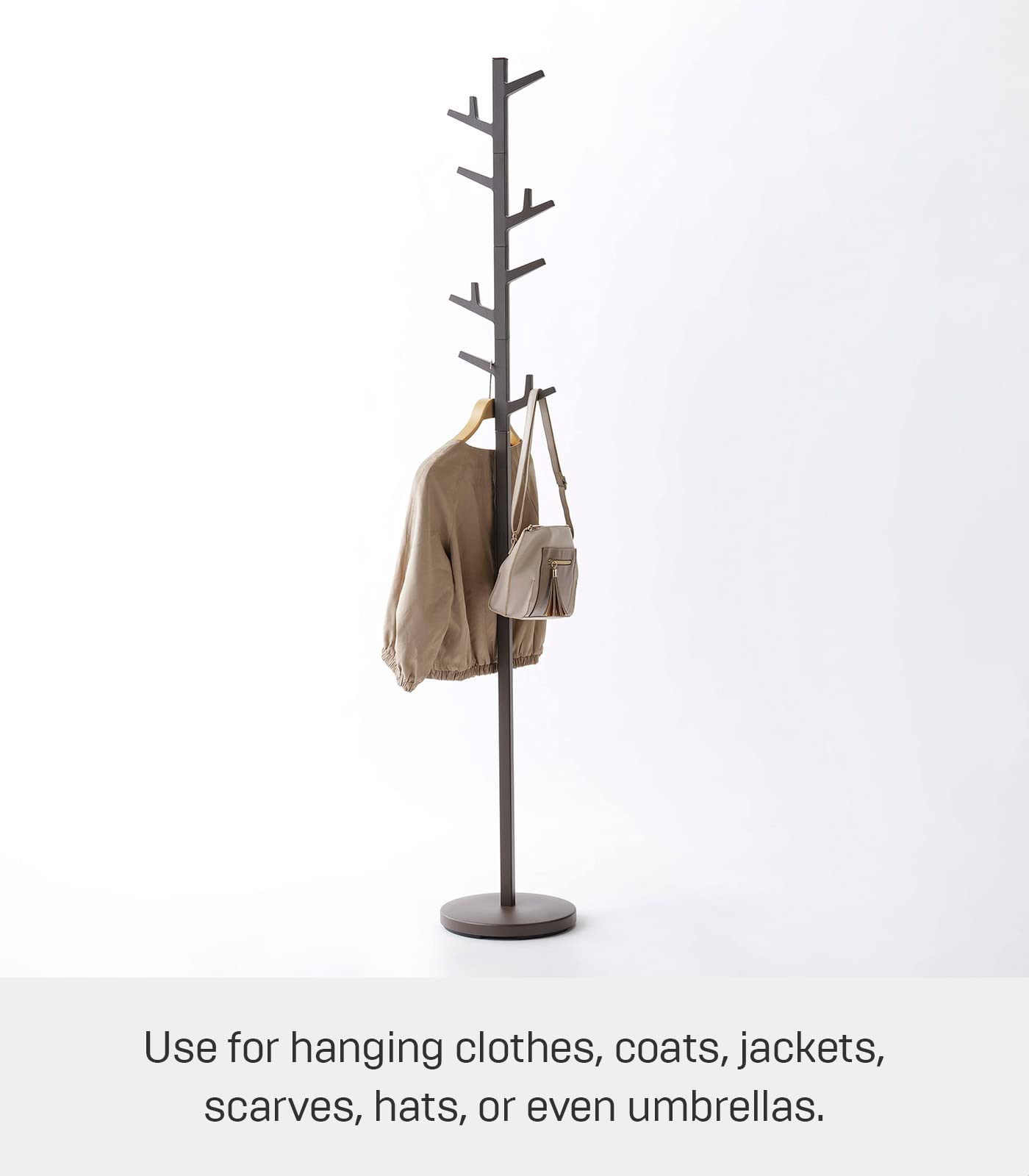 Yamazaki Home Coat Rack Tree/Standing Coat and Hat Hanger Steel One Size Brown