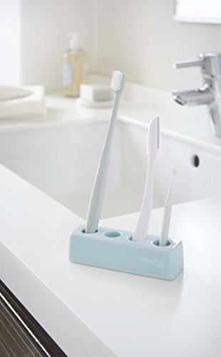 YAMAZAKI home Plain Ceramic Toothbrush Stand – Bathroom Holder Organizer., One Size, Blue ()