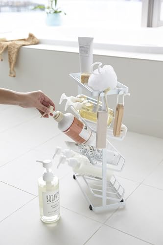 Yamazaki Home Tower Bath Rack - Bathroom Shower Storage Holder, Caddy Shelf Organizer - Medium, 17" - Steel - Holds Up to 9 Dispensers