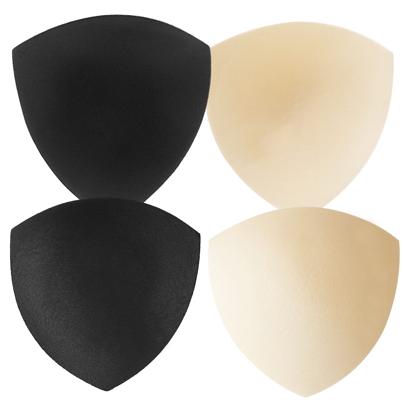 WLLHYF 2 Pairs Removable Bra Pads, Breathable Bra Pads Inserts Women's Pads Enhancers Triangle Shape Breast Padding for Sports Bras Swimsuits Bikini A, B, C, D Cup Available Skin/Black