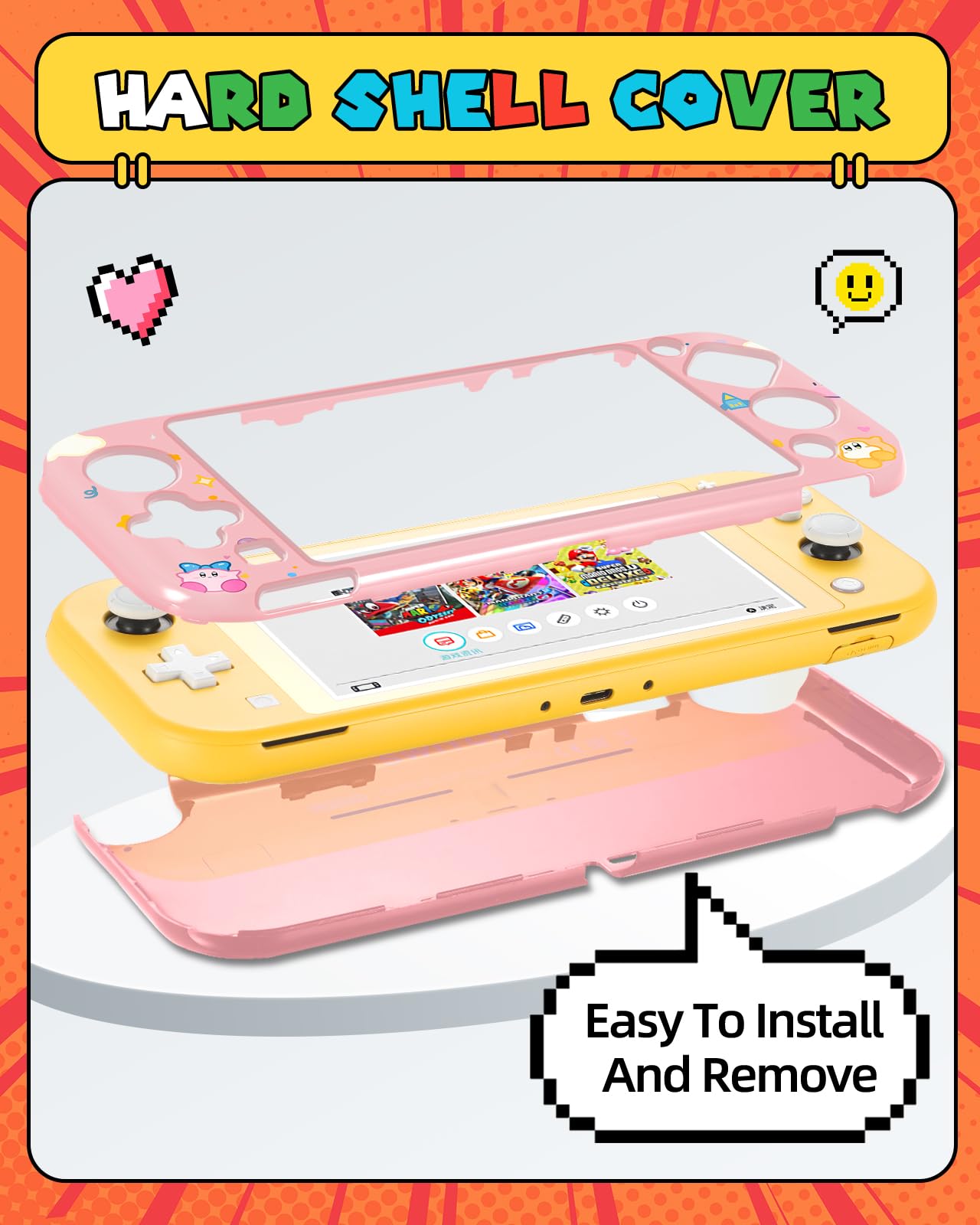 Xinocy (2in1 for Nintendo Switch Lite Case +24 Switch Game Holder Cute Cartoon Character Anime Slim Protective Cases Hard Shell for Kids Boys Teens Girls Girly Funny Covers for Switch Lite 2019