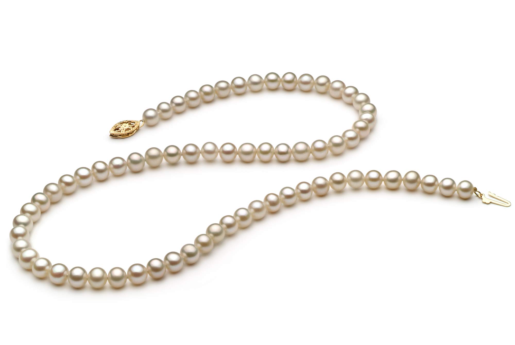 White 5.5-6mm AAA Quality Freshwater Cultured Pearl Necklace for Women-23 in Matinee Length