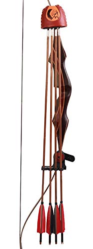 XIXILI Archery Arrow Quiver Longbow Leather Slide-On Quiver Holder 4/6-Arrows,Quick Disconnect Release Lock Mounting Archery Recurve Bow Arrow Case for Outdoor Hunting Shooting (S)