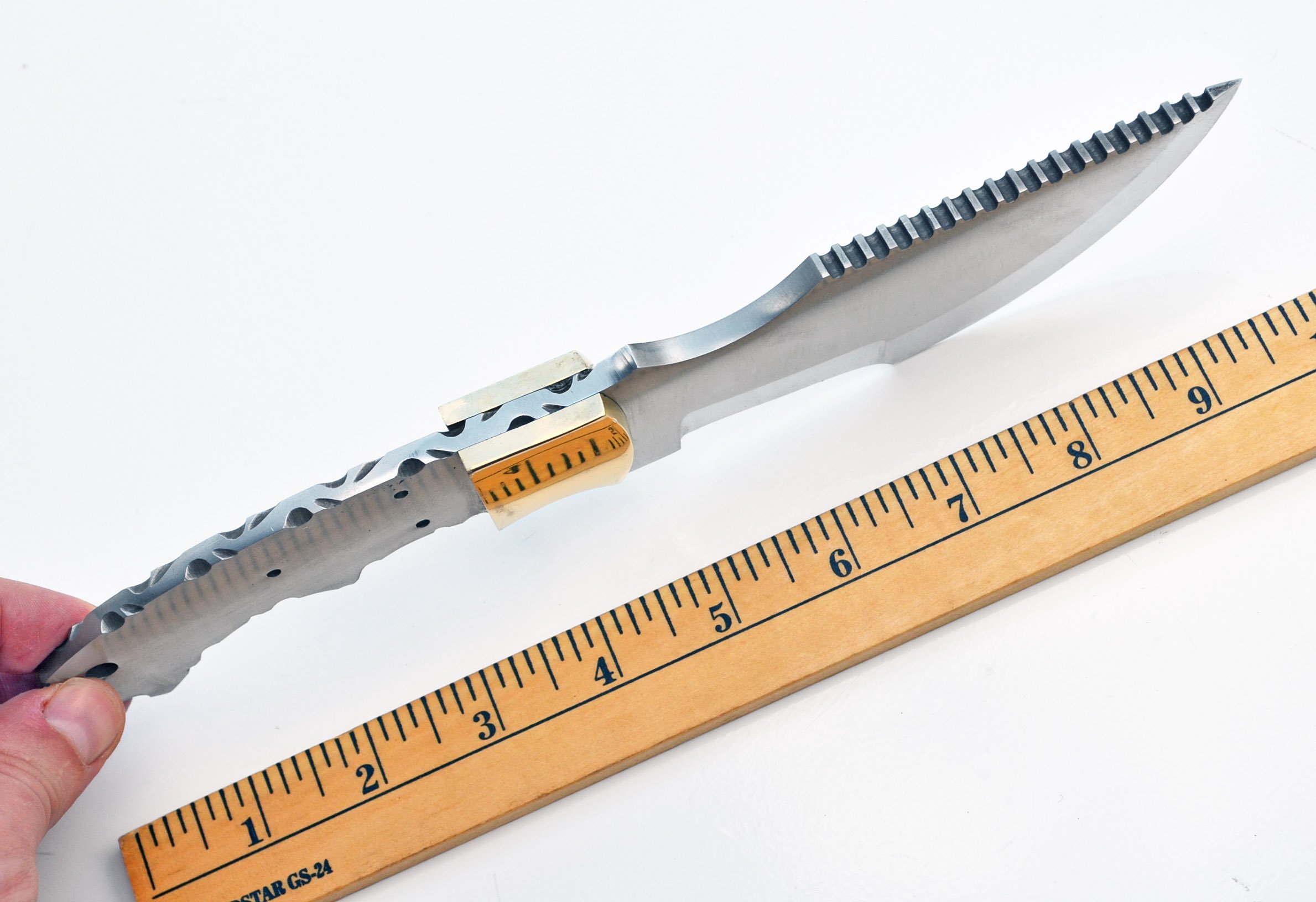 Whole Earth Supply Tracker 1095 High Carbon Steel Large Knife Blank +Brass Finger Guard for Custom Making Knives Blade Blades Blanks Hunting
