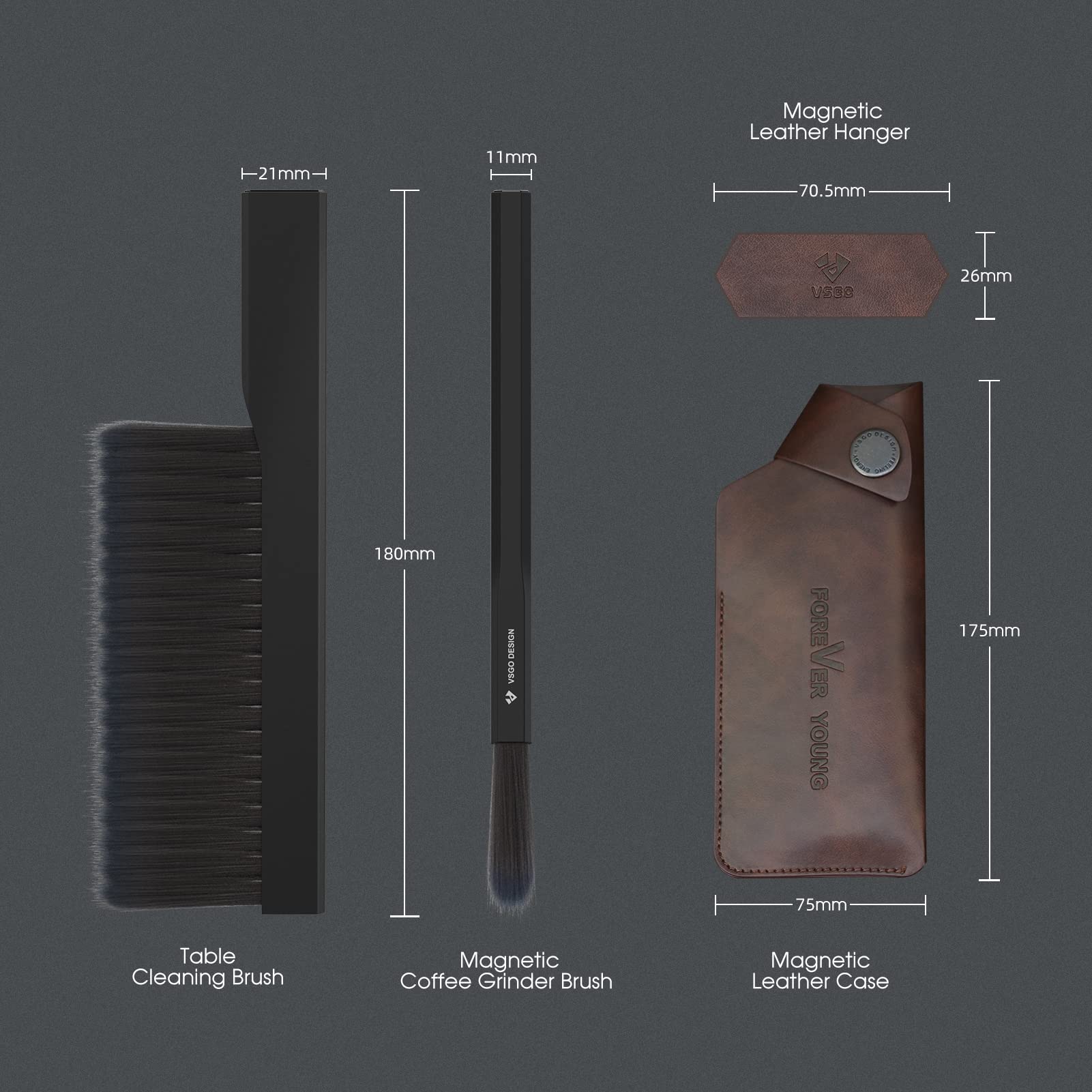 VSGO Magnetic Handle Coffee Grinder Brush Coffee Bristles Brush with Storage Case Professional Espresso Brush Compatible for Philips Breville De'Longhi Coffee Machine Barista Home Kitchen