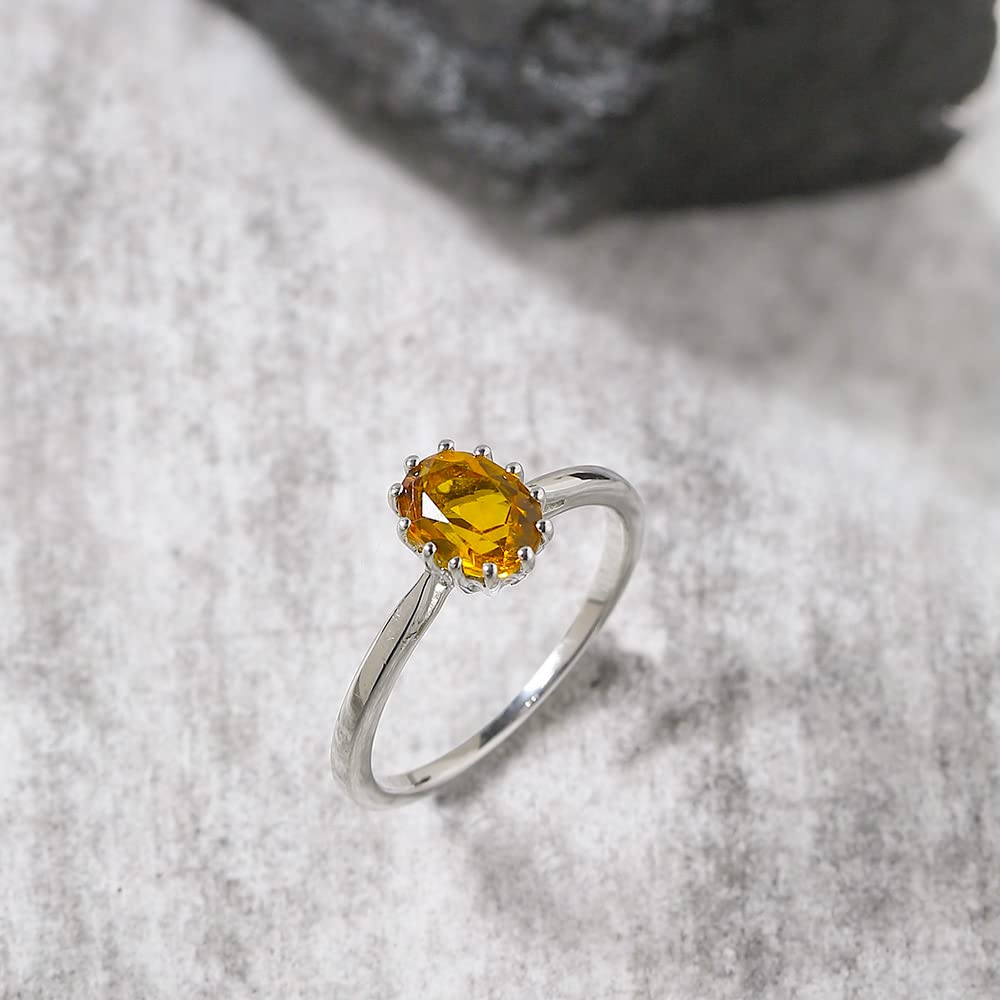 YoTreasure 1.0 ct. t.w. Citrine Dainty Ring in .925 Sterling Silver
