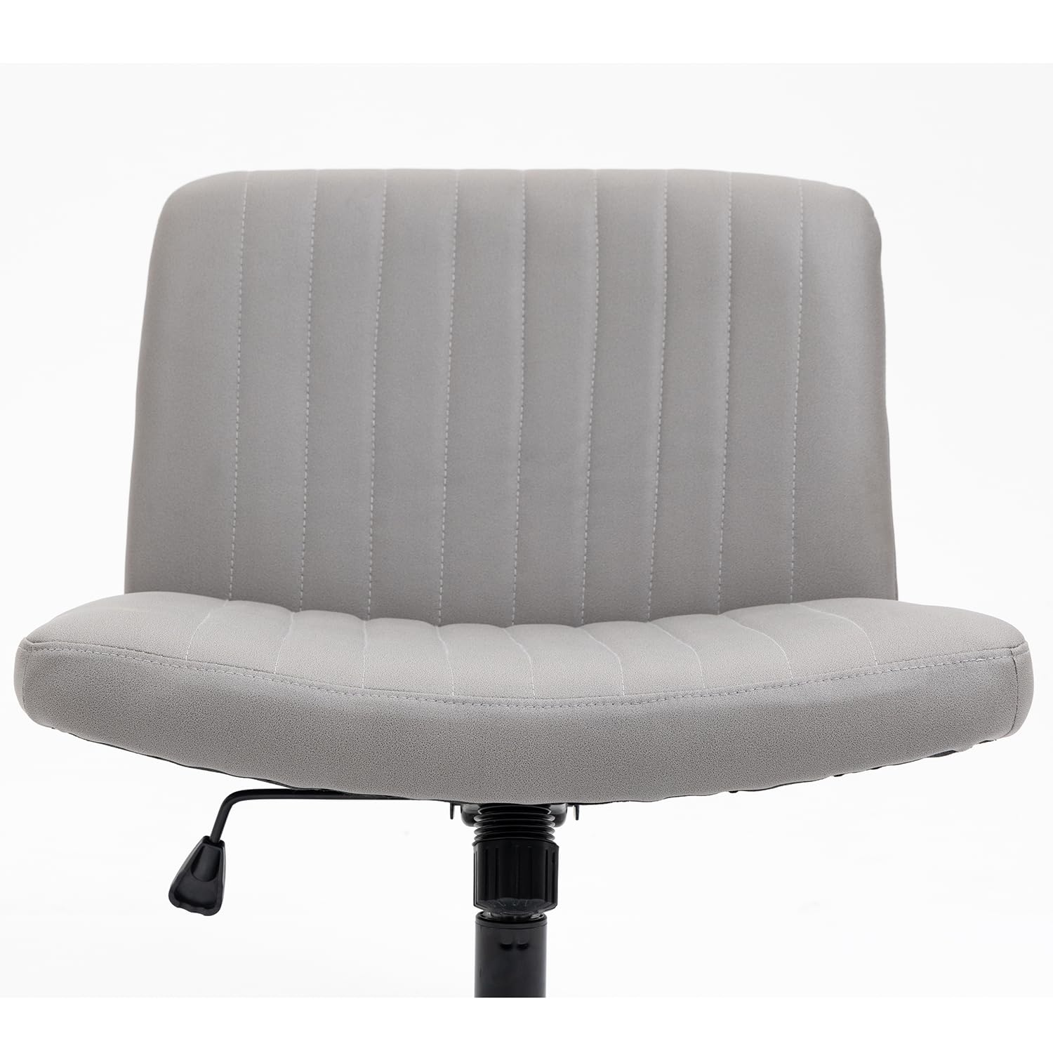 Yeolee Armless Office Desk Chair No Wheels, PU-Padded Vanity Chair with Ergonomic Mid-Back, Comfortable Adjustable Swivel Task Chair with Thickened Cushion for Home, Office (Silver Grey + PU Leather)