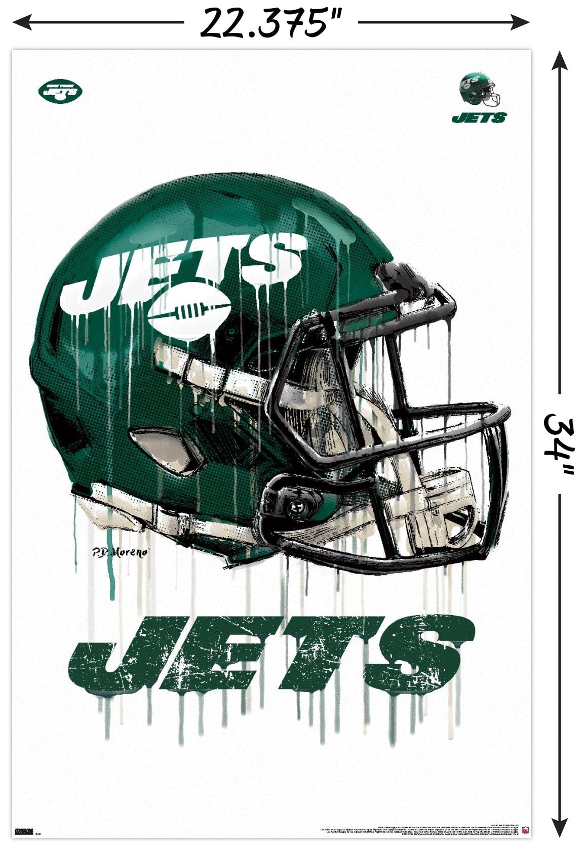 Trends International NFL New York Jets - Drip Helmet 20 Wall Poster, 22.375" x 34", Unframed Version