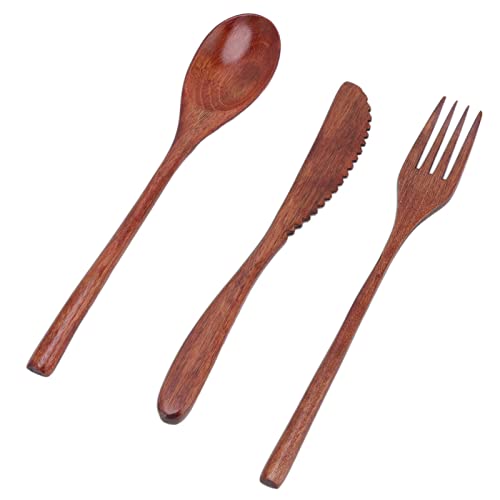 Wooden Cutlery Set Scratch Proof Portable Spoon Fork Cutter Tableware With Box For Dessert Salads Noodles Wooden Cutlery Set Scratch