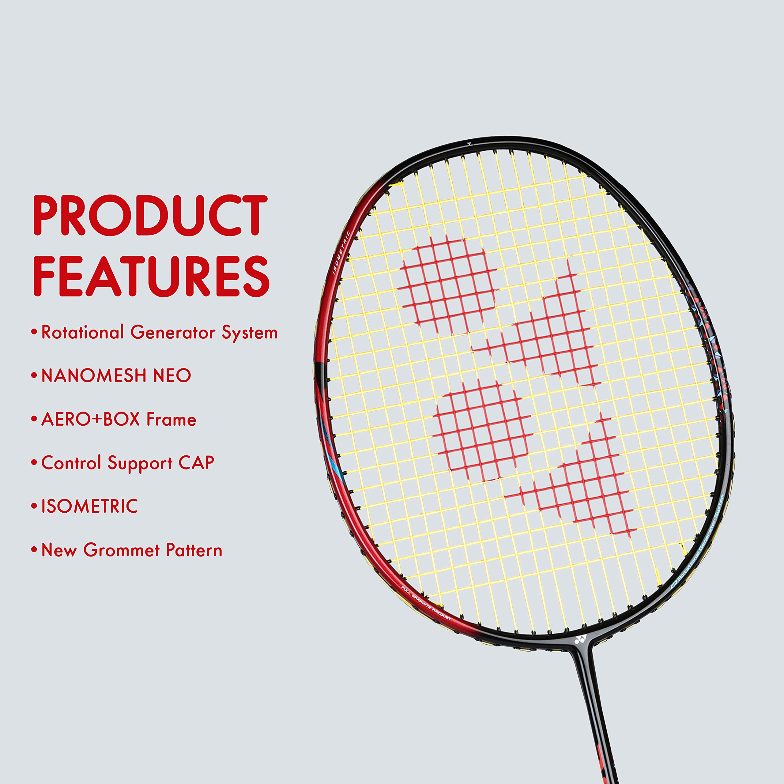 YONEX Smash Badminton Racquet (G4, 73 Grams, 28 lbs Tension) (Black Flash Red)