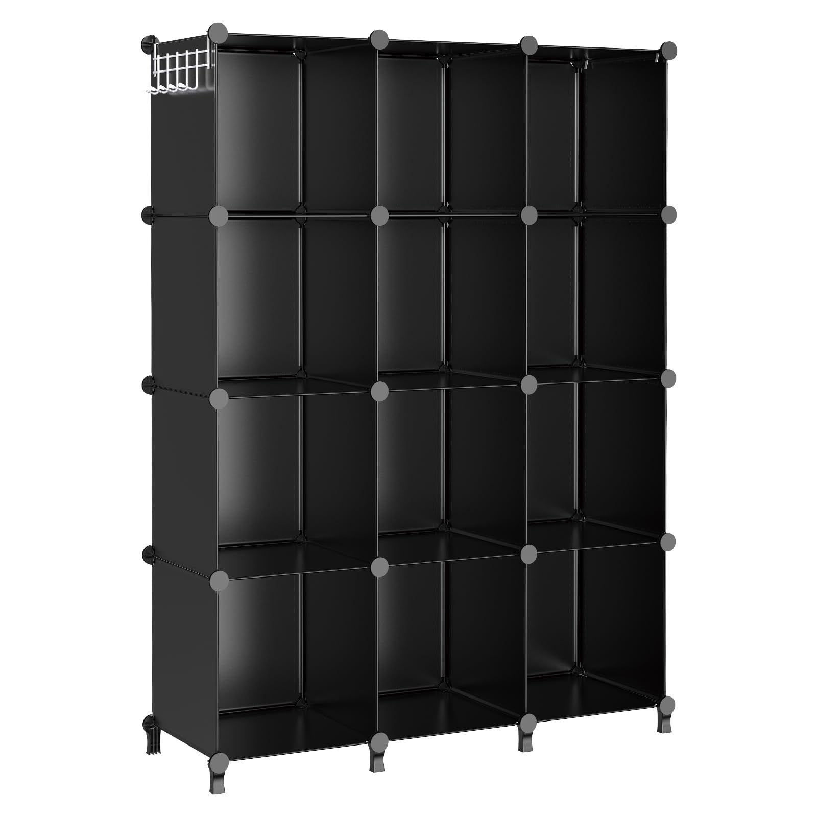 VTRIN Cube Storage Organizer, Large Capacity 12 Cube Storage Shelf Bookshelf DIY Stackable Plastic Cubby Shelving Cube Organizers for Closet, Bedroom, Living Room, Home Office, Black