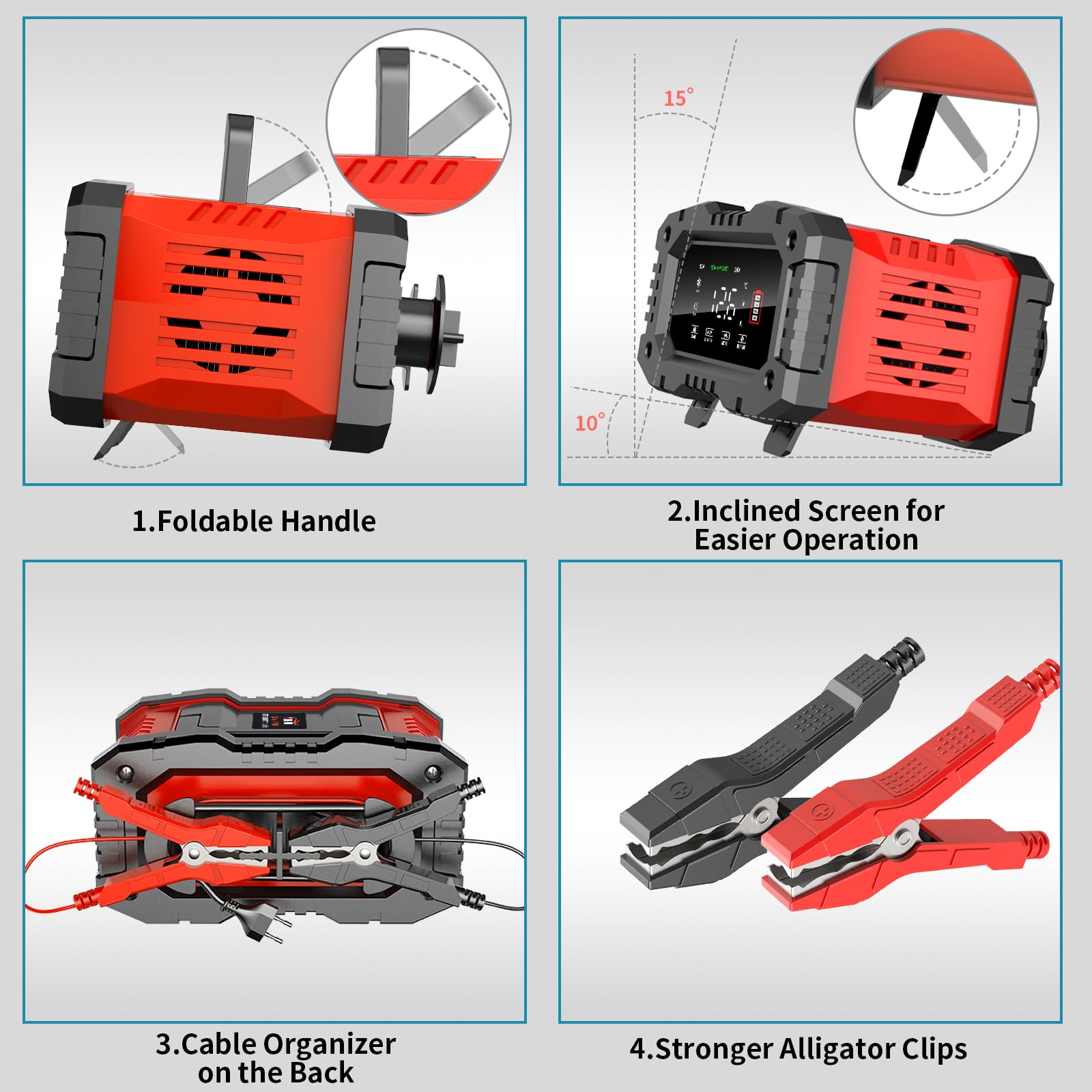YONHAN Battery Charger 20 Amp Lifepo4 Float Fully-Automatic Smart Charger, 12V and 24V Car Battery Trickle Charger, Maintainer/Pulse Repair Charger for Car, Boat, Motorcycle, Lawn Mower