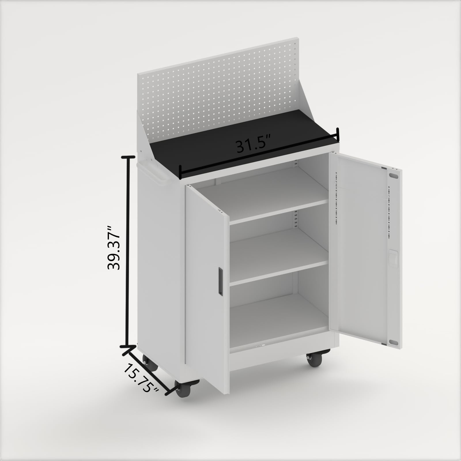 ZSELOTG Rolling Kitchen Island Cart on Wheels with Large Storage Cabinet 2 Adjustable Shelves Portable Trolley Island mit Towel Rack for Home, Kitchen and Dining Room Light Grey