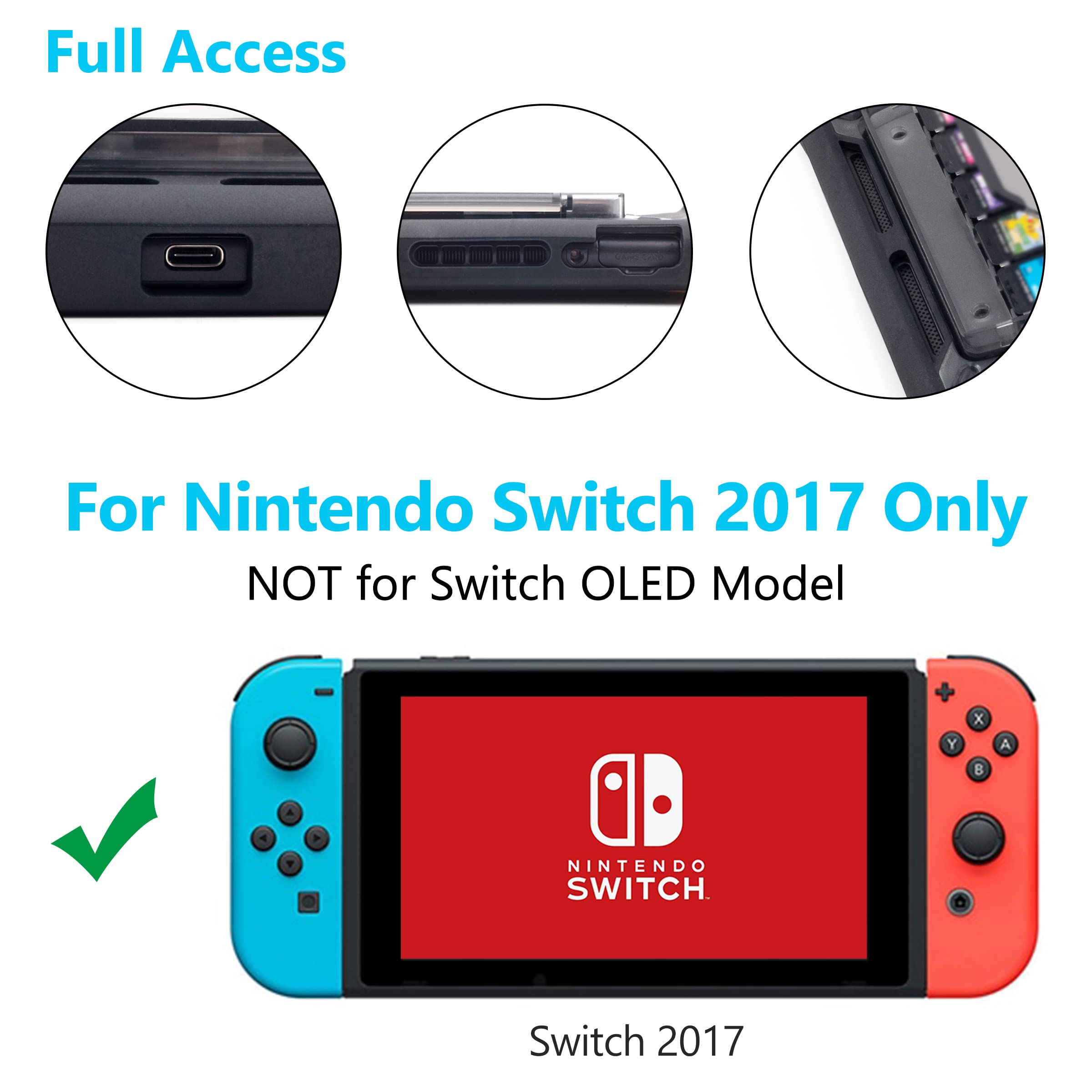 YUFANLI Protective Case for Nintendo Switch , Grip Case with 7 Storage Slots for Game Cards, Multi-Angle Adjustable Stand, Grip Cover with Shock-Absorption and Anti-Scratch Design