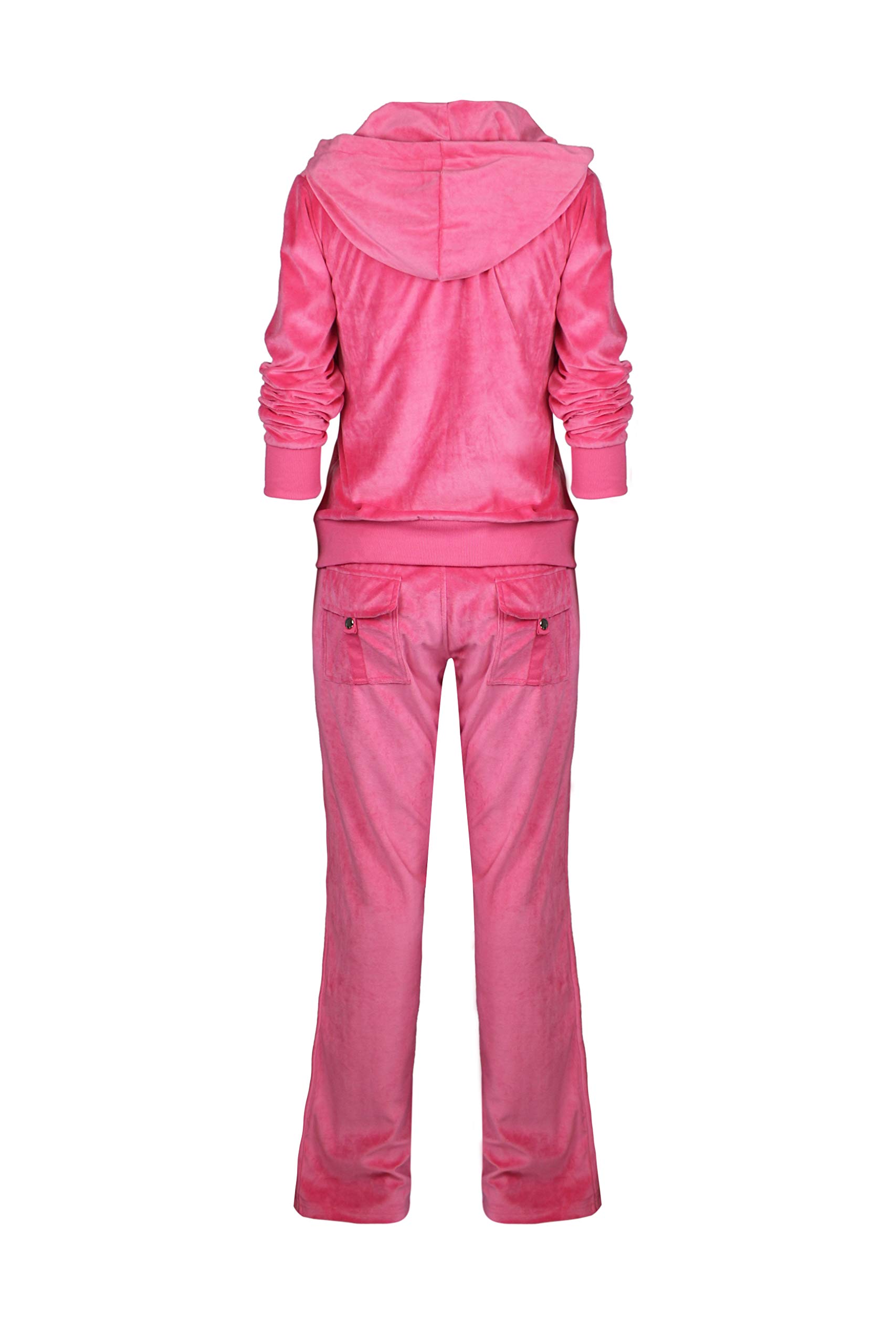 Yasumond Womens Velour Tracksuit Set Soft Sports Zip Up Hoodie and Sweat Pants 2 Pieces Sweatsuits (Coral, XL)