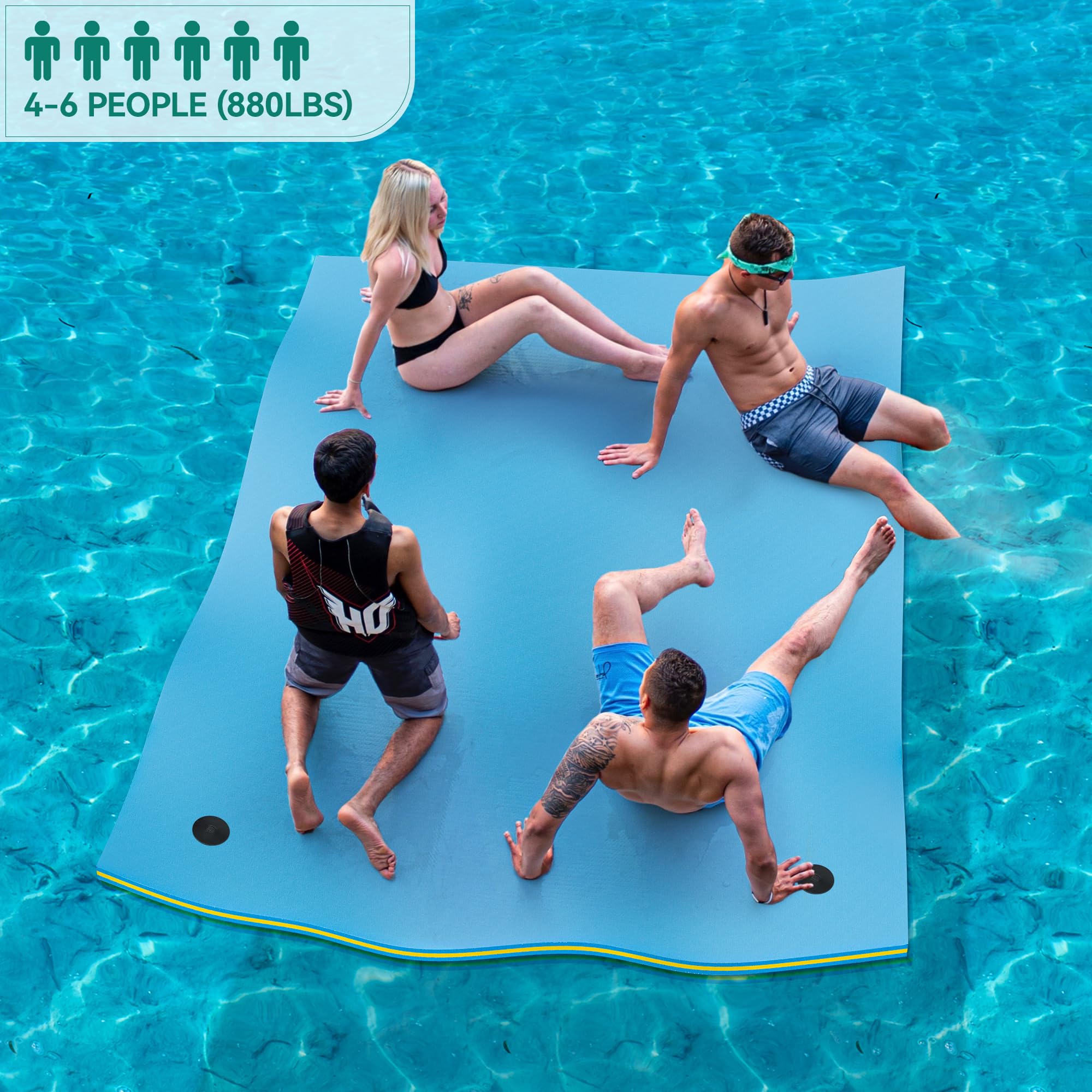 YITAHOME 9' X 6' Lake Floats Floating Mat for Lake Water Mat Inflatable Rafts Lily Pad Pools Boating Beach, XPE Floating Island for Kid Adults, Blue