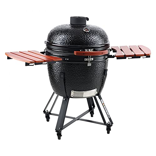 WACTO Portable Round Outdoor Grill for Patio - WACTO 24 Ceramic Barbecue Grill Smoker