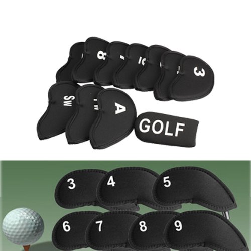 WinnerEco Golf Putter Cover, Black Set of 11pcs Golf Club Putter Iron Head Cover Case Protector Sleeve