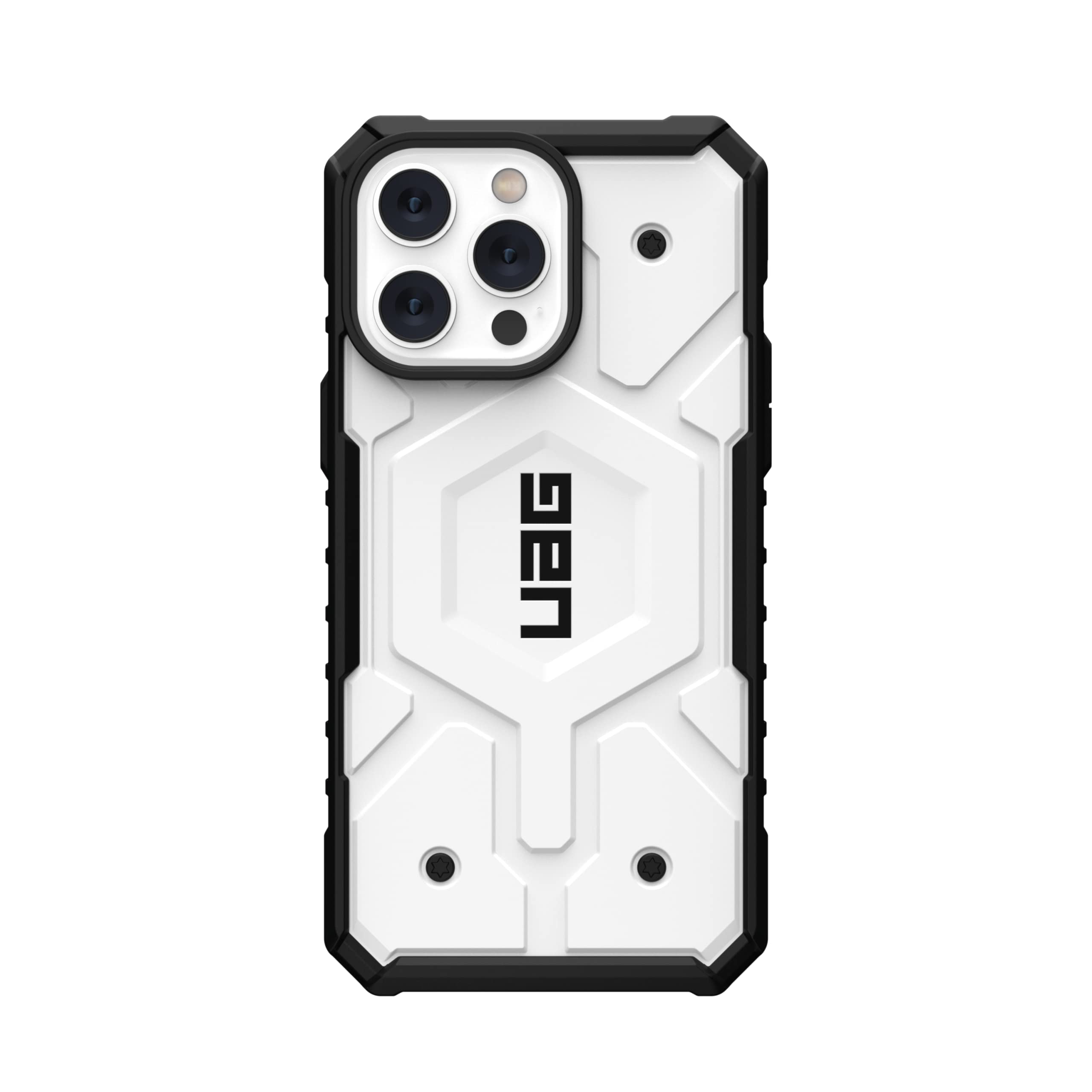 URBAN ARMOR GEAR UAG iPhone 14 Pro Max Case 6.7" Pathfinder White - Compatible with MagSafe Rugged Heavy Duty Protective Cover & Paracord Lanyard Adjustable Wrist Strap Bundle Set