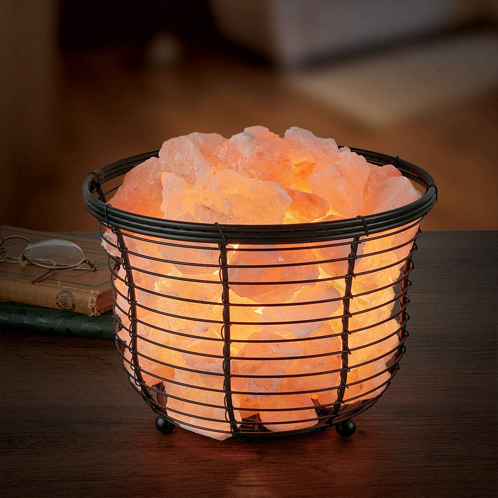 Urban Lifestyle Himalayan Basket Salt Lamp with Hand Carved Himalayan Salt Crystals