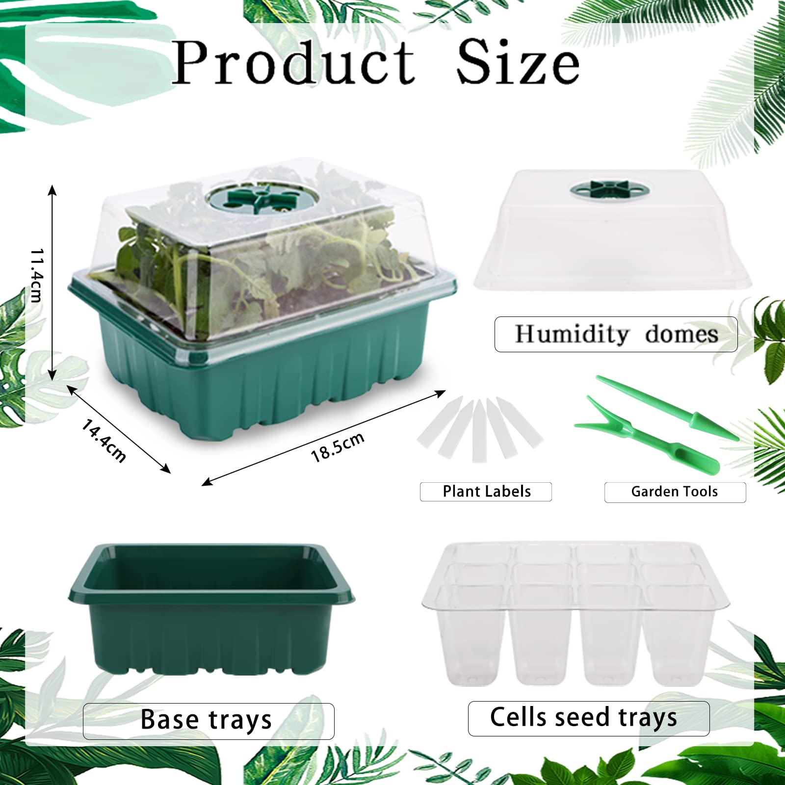 Uofrmi 20 Packs Seed Starter Tray with Humidity Dome (240 Cells Total Tray) Seed Starter Trays Plant Starter Kit and Base Mini Greenhouse Germination Kit for Seeds Growing Starting