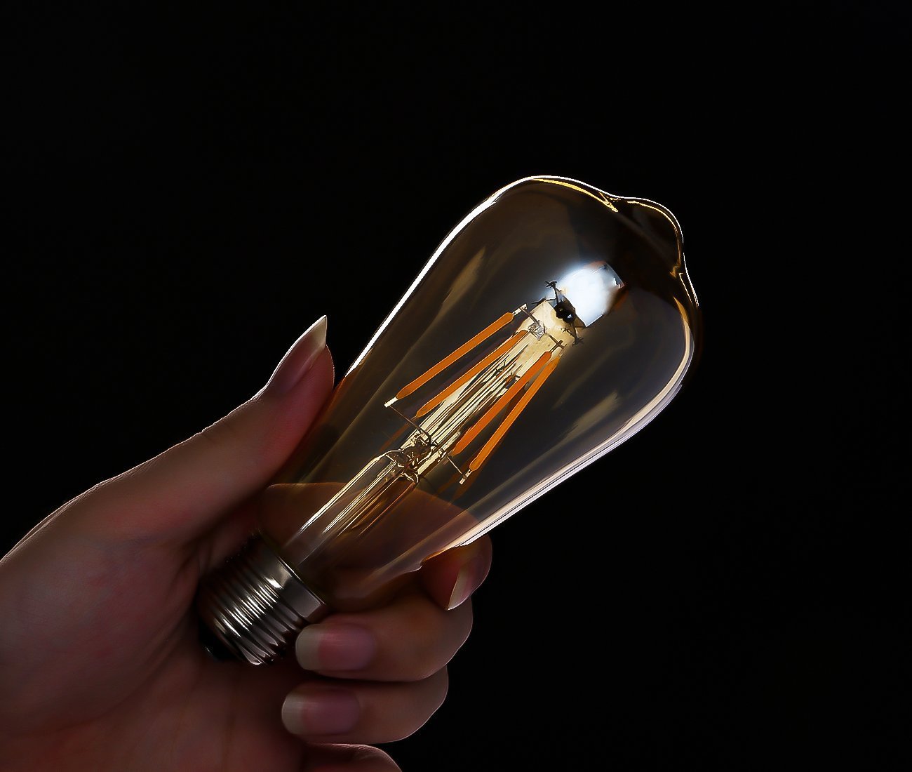 ZYCYLIGHT Dimmable Led Bulb, 4w LED Edison Bulb, 40w Equivalent, 4W Vintage LED Filament Light Bulb, St64 Led Bulb,2400-2700K (Amber Glow),e26 Medium Screw Base, Amber Glass Cover, 10 Pack