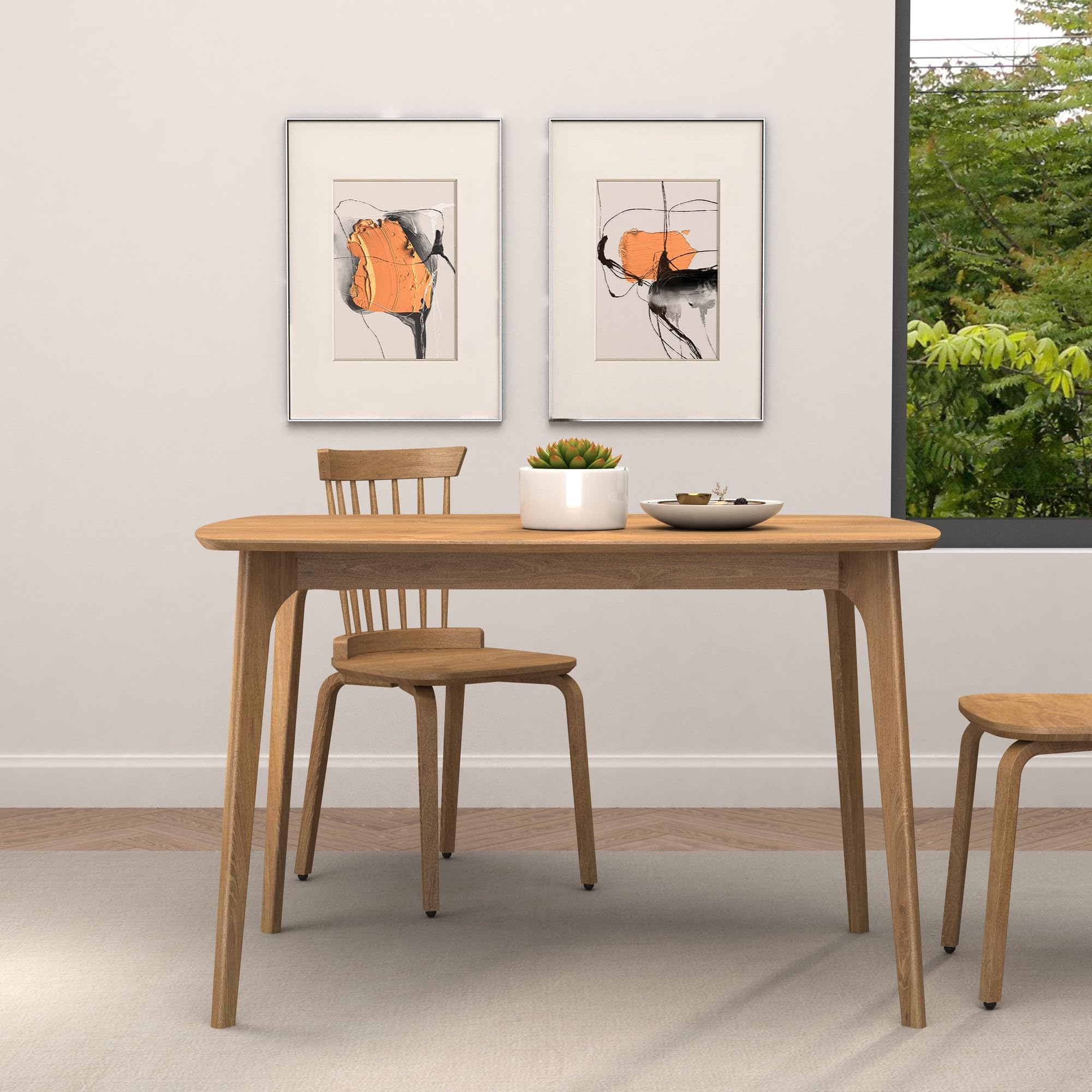 URENTO Ash Wood Indoor Modern Rectangular Dining Table Furniture for Kitchen Dining Room (Walnut)