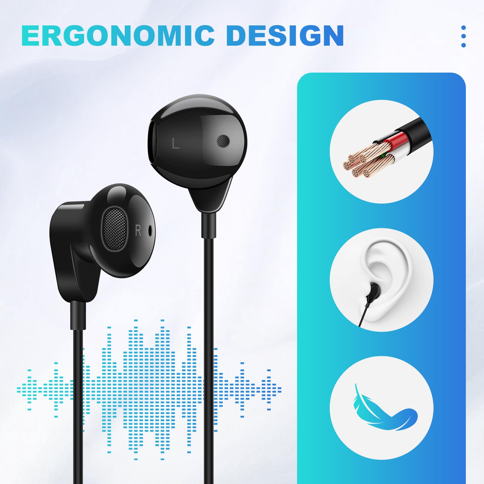 XNMOA Wired Headphones with Microphone,in-Ear Stereo Noise Canceling Headset Compatible with iPhone 14/13/12/11/11 Pro, X/XS/XS Max/XR 8/8 Plus/7 & 7 Plus, iPad Pro/Mini 4/Air 2,Black
