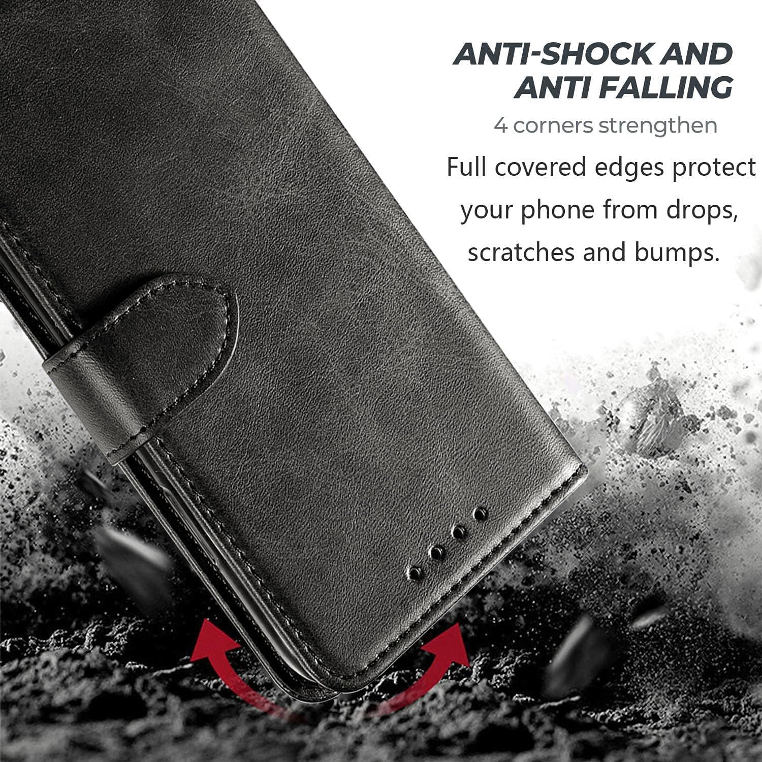 TTYSHTT for oukitel C35/C36 Case and Tempered Glass Screen Protector, PU Leather Flip Cover Wallet Phone Case Protector [Full Protection] [Card Slots] [Kickstand] for oukitel C36, Black
