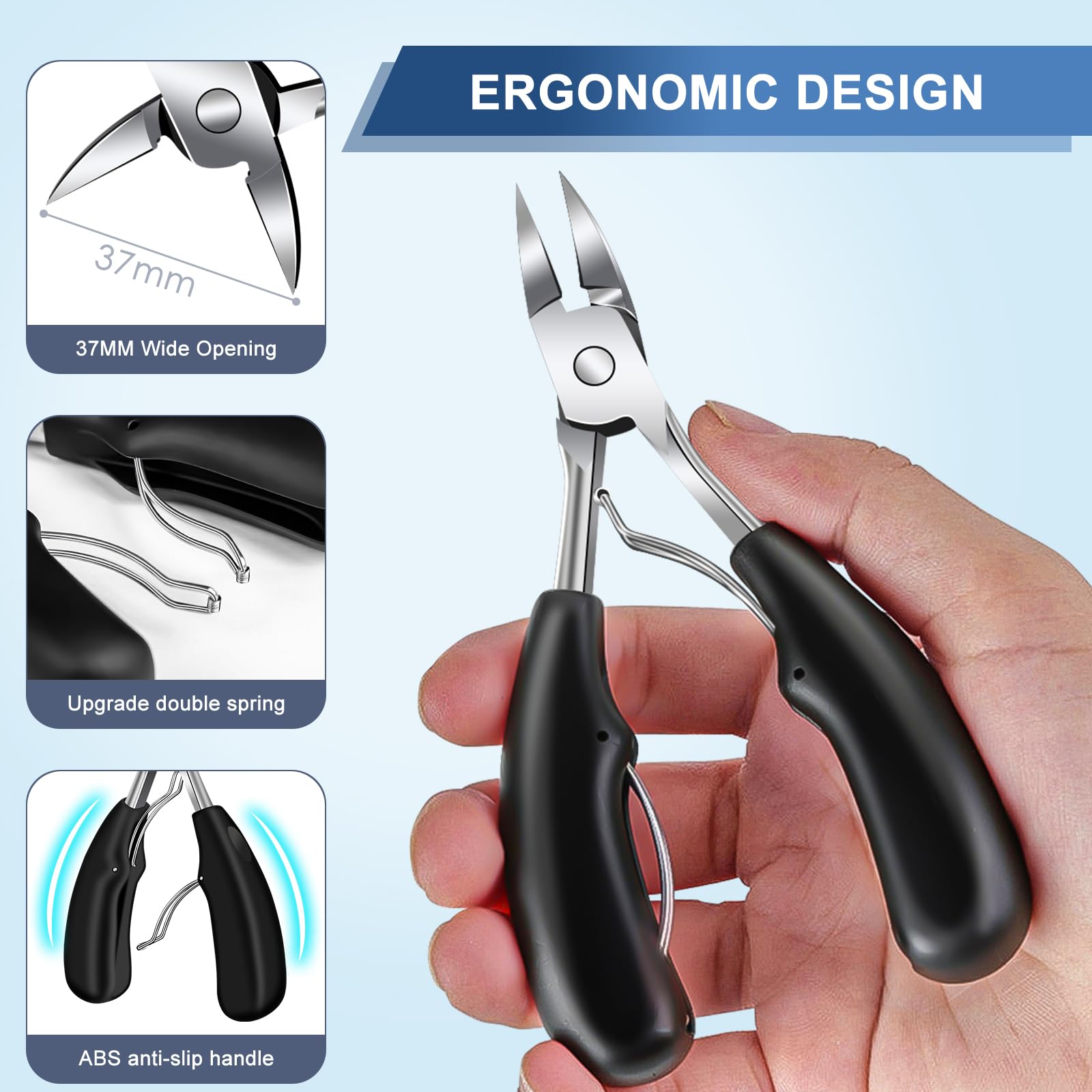 Upgrade Toenail Clippers for Seniors Thick Toenails, Nail Clippers for Men Thick Nails with Wide Opening, Professional Extra Large Heavy Duty Cutter Toe Nail Clippers for Seniors
